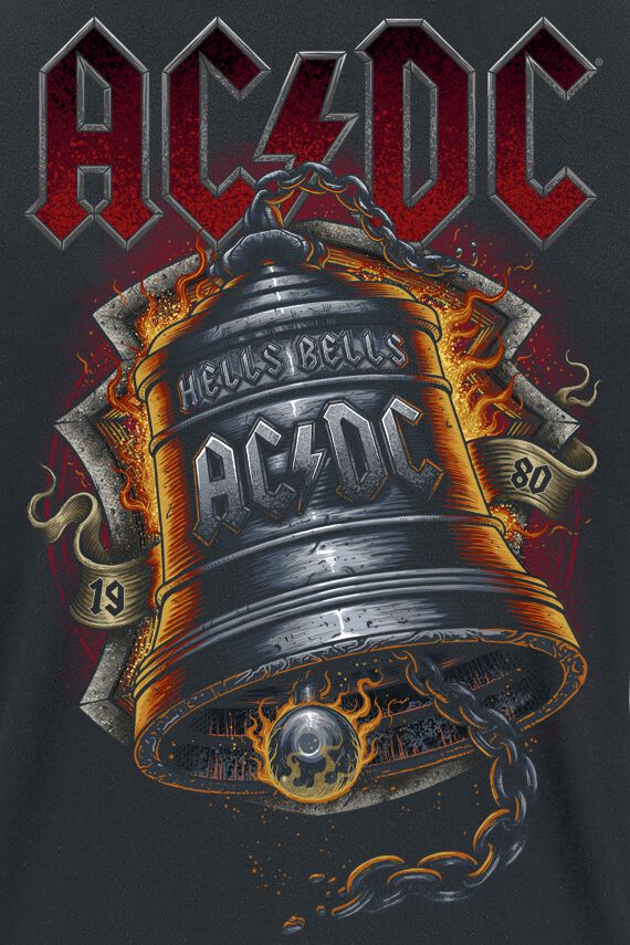 Hells Bells Flames | AC/DC T-shirt | Large